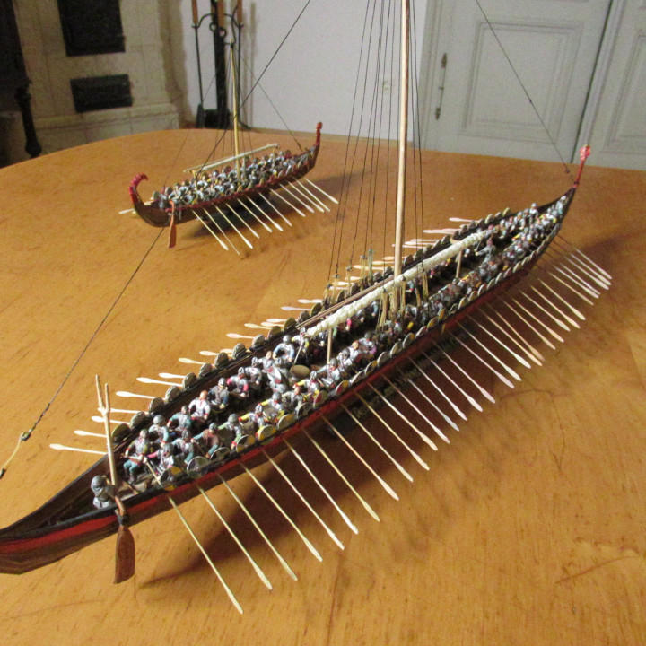 3D Printable Rather Large Viking Longship (Drakkar), 64 Oars, ca. 950AD ...