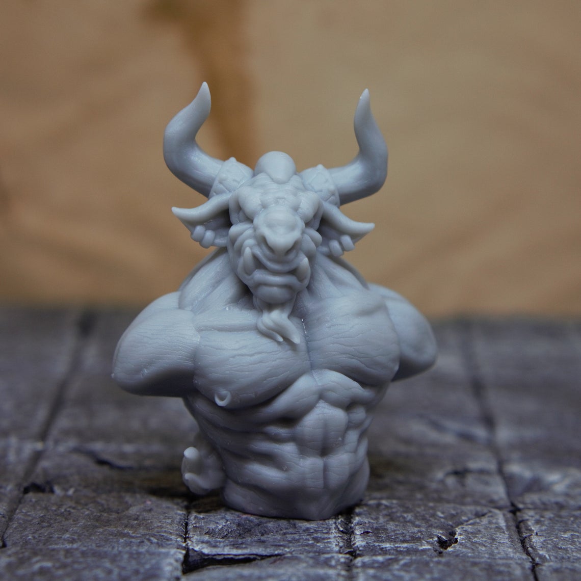 3D Printable Minotaur Bust by Miniatures of Madness