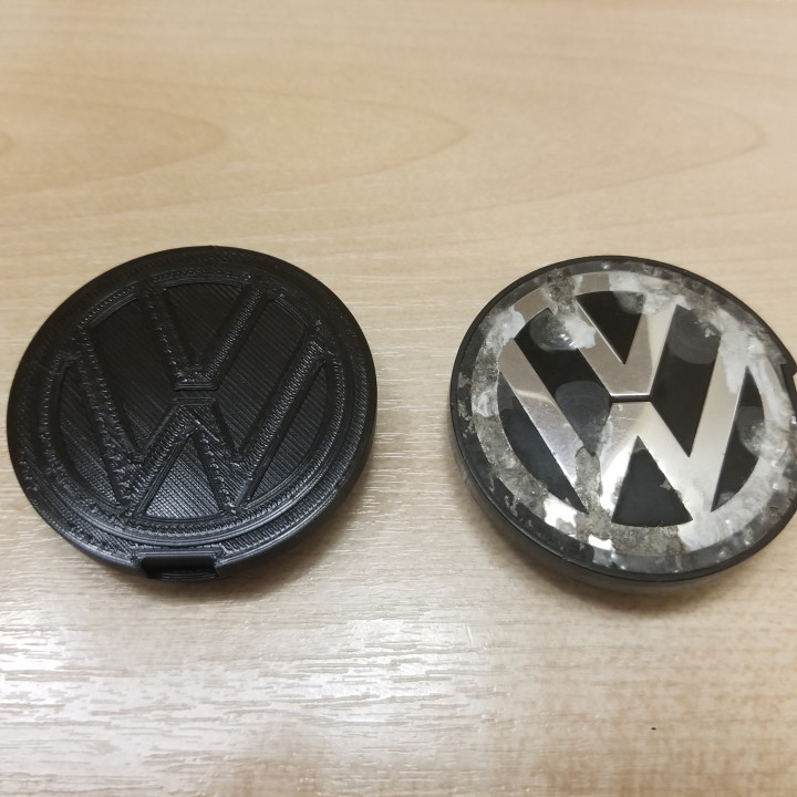 3D Printable VW Wheel Cap (55 mm) by Ryan Oakey