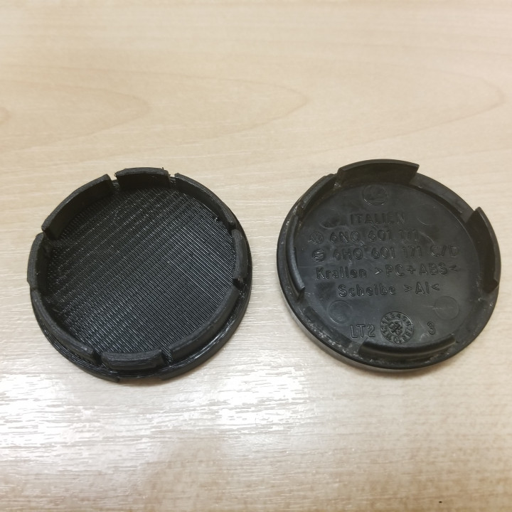 3D Printable VW Wheel Cap (55 mm) by Ryan Oakey
