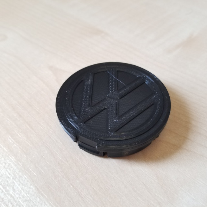 3D Printable VW Wheel Cap (55 mm) by Ryan Oakey