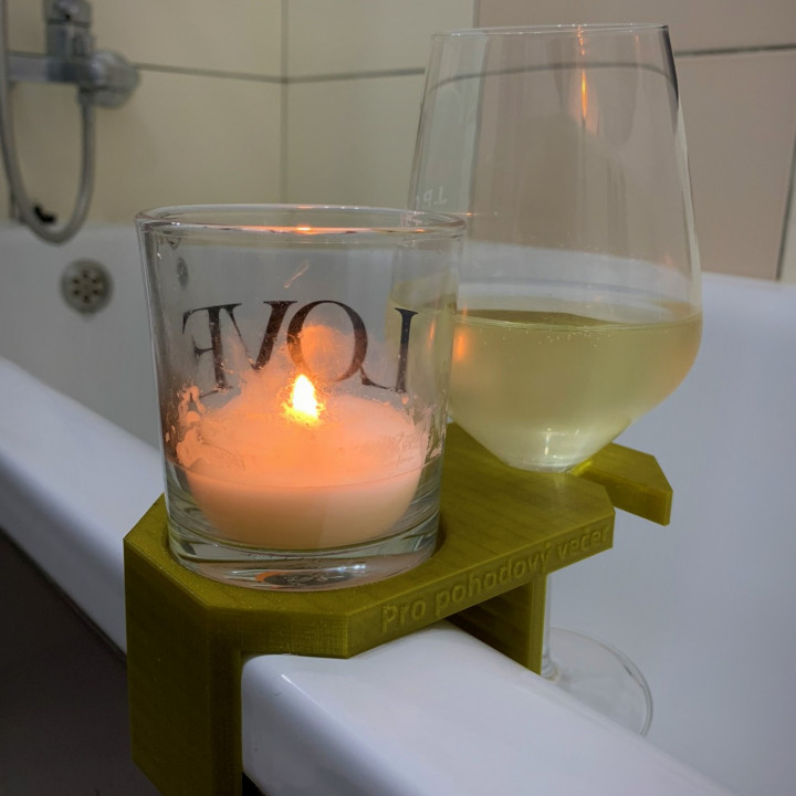 3D Printable Bathtub wine holder ikea glass candle by Viktor Juhaniak