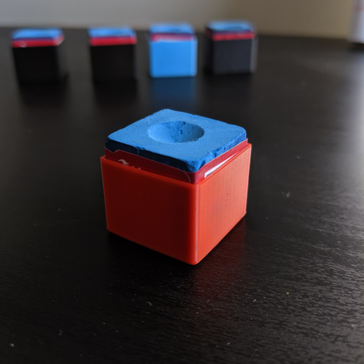 3D Printable Pool Cue Chalk Holder (Masters/Blue Diamond) by Mark
