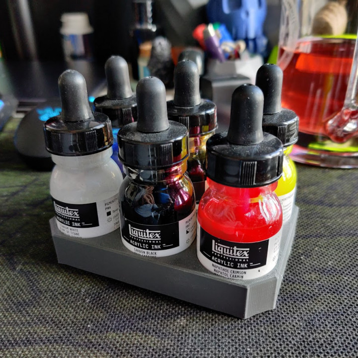 3D Printable Liquitex Ink Tray / Holder by Elliot Rees