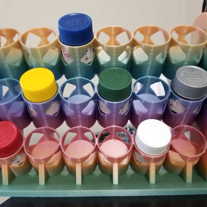 3D Printable Tamiya 18 slot paint rack vertical by colby