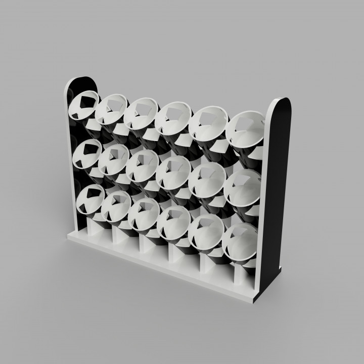 3D Printable Tamiya 18 slot paint rack vertical by colby