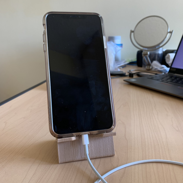 3D Printable Phone Stand with Charger Cutout by Jared Wang