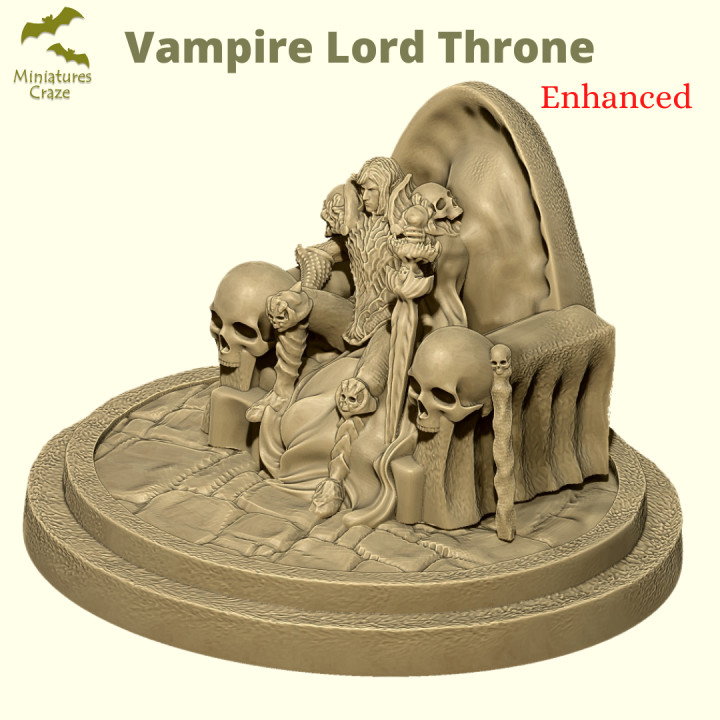 3D Printable Vampire Lord - Throne by MiniaturesCraze