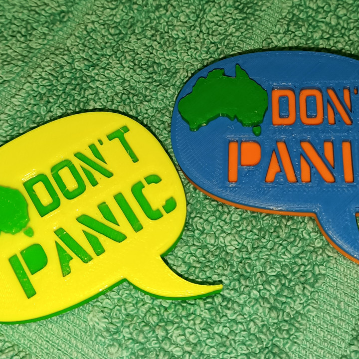 3D Printable Don't Panic Badge by Cathy O'Malley