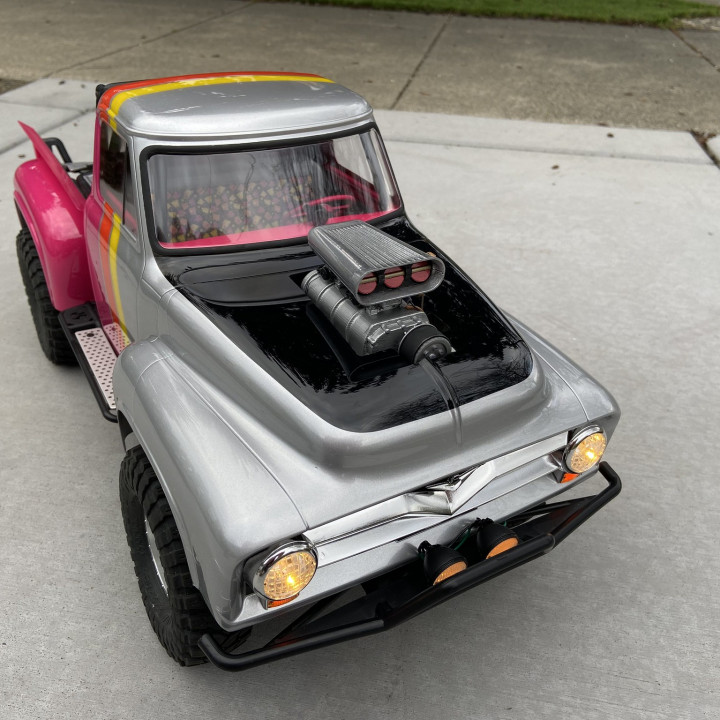 3D Printable Ampro Axial SCX10 II Ford F100 Super Charger Assembly by ...