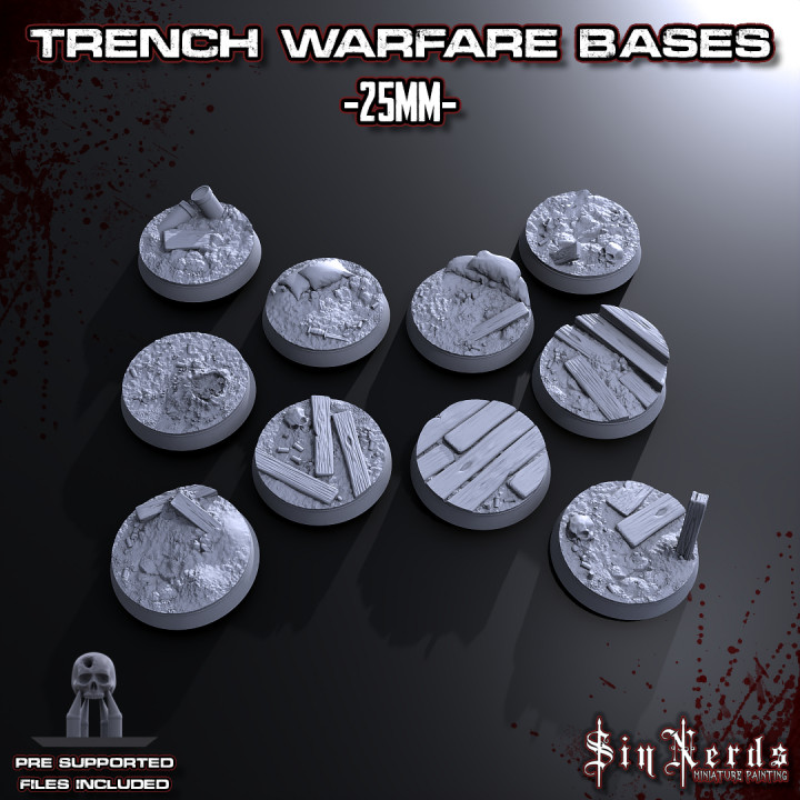 3D Printable 25mm Trench Style Bases (Comes with Pre Supported Files ...