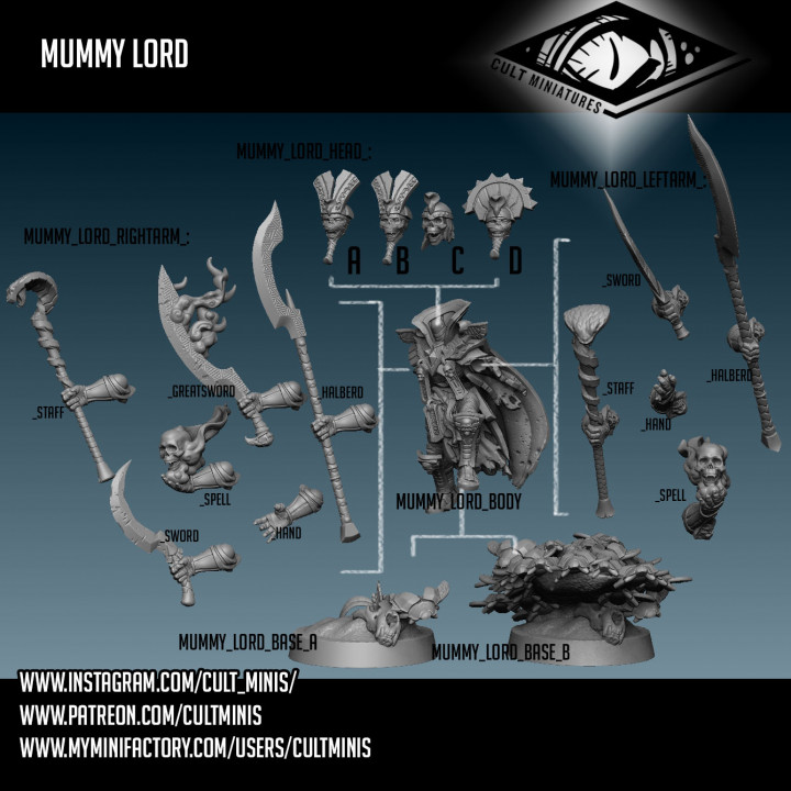 3D Printable Mummy Lord by Cult Miniatures