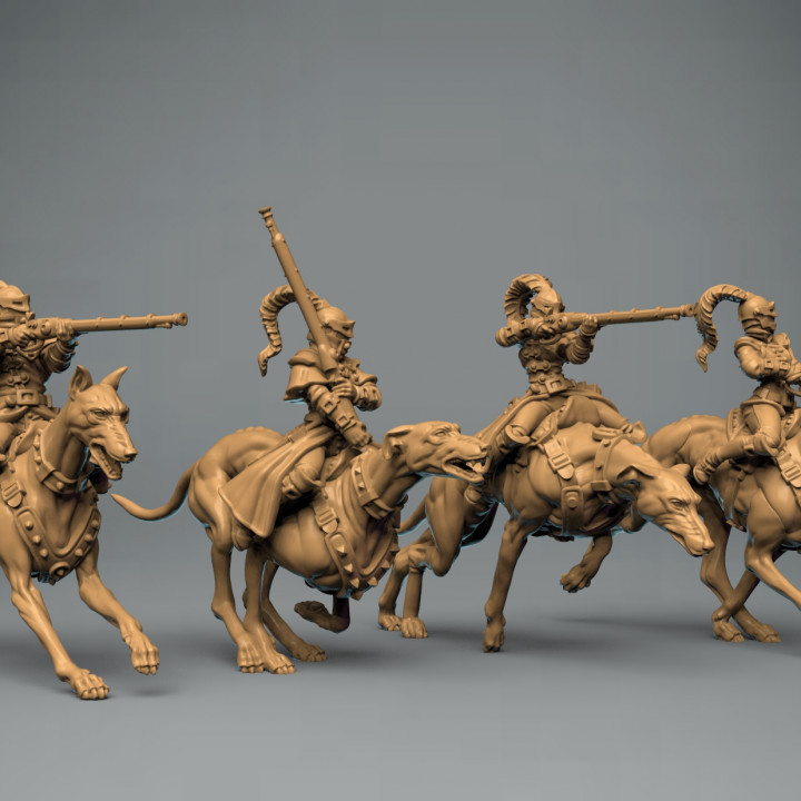 3D Printable Hunters mounted group by Herospawnspot