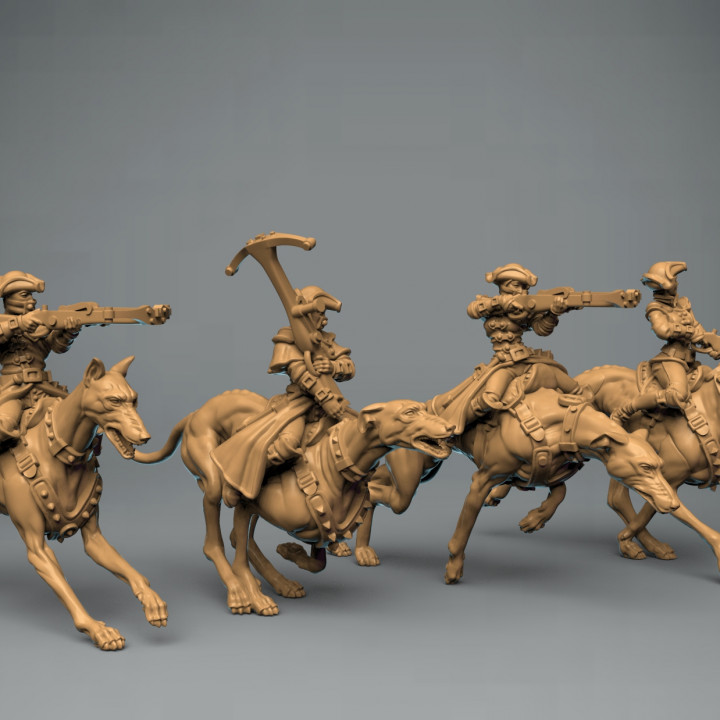 3D Printable Hunters mounted group by Herospawnspot