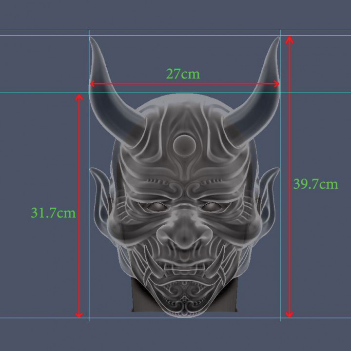 3D Printable Devil Mask - Hannya Mask - Samurai Mask - Satan mask for ...