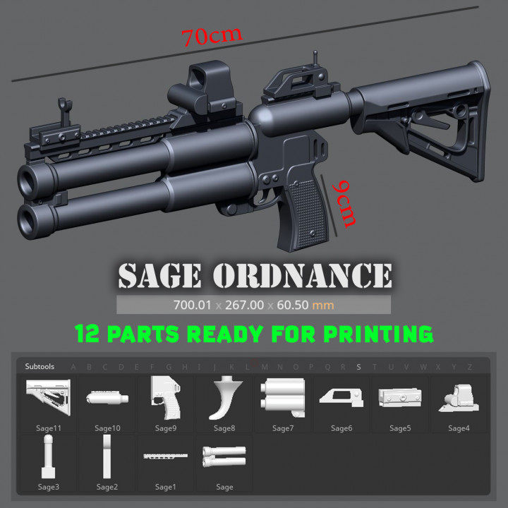 3D Printable Sage ordnance Deuce GUN - 3D print model by 3DpropsDesigns