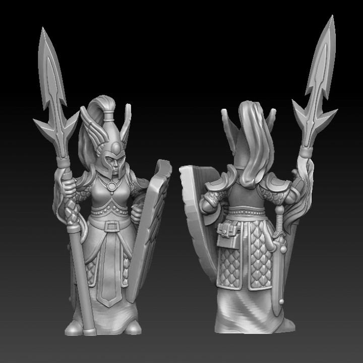 3D Printable Elf guardian with spear and sheld by Stanislav Kuznetsov