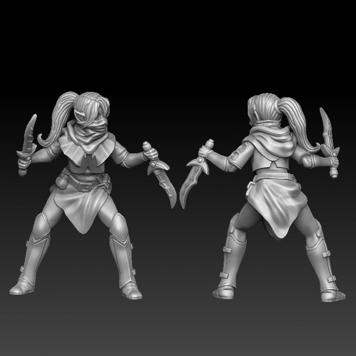 3D Printable female elf assassin by Stanislav Kuznetsov