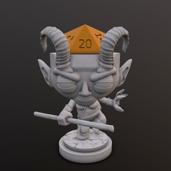 3D Printable Devilkin Monk Dice Head by Dice Heads