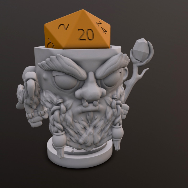 3D Printable Dwarf Druid Chibi by Dice Heads