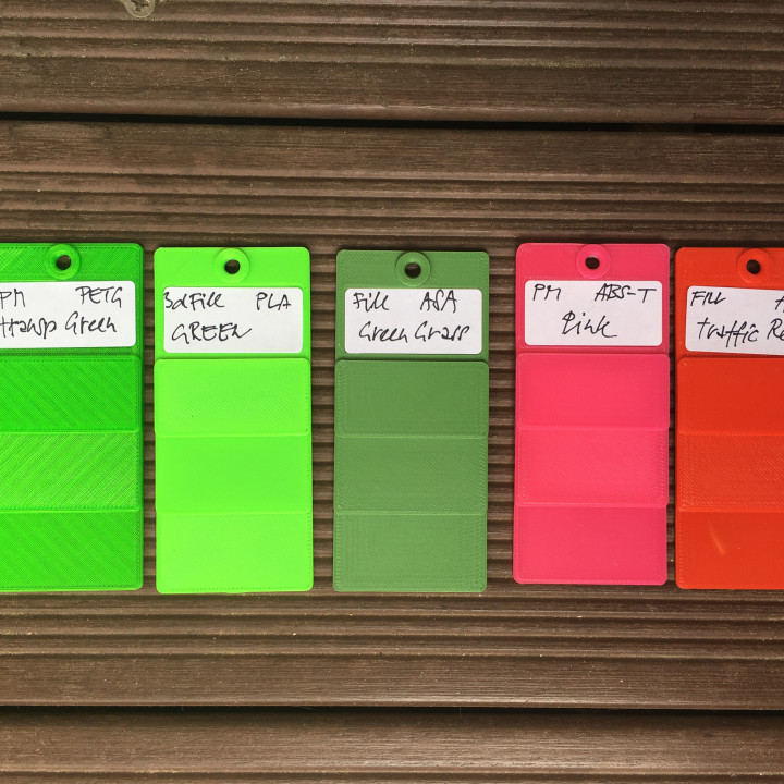 3D Printable Filament swatch with a note area by Jiri Manak