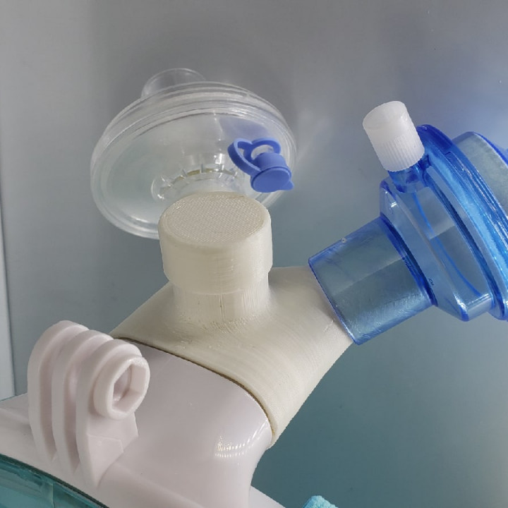 3D Printable Diving mask Adapter for medical filter by Frederico David Sena