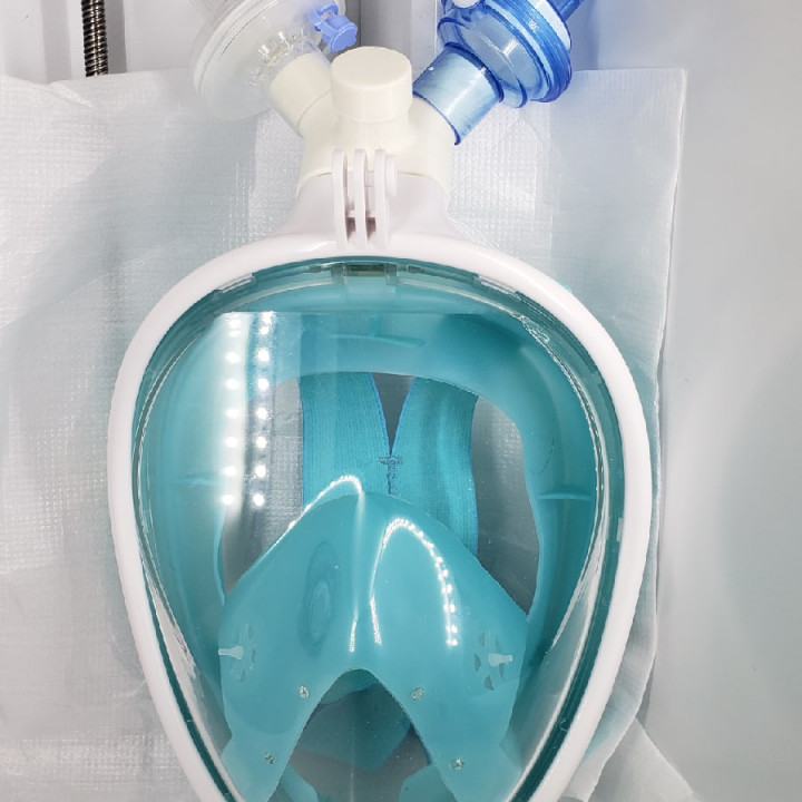 3D Printable Diving mask Adapter for medical filter by Frederico David Sena