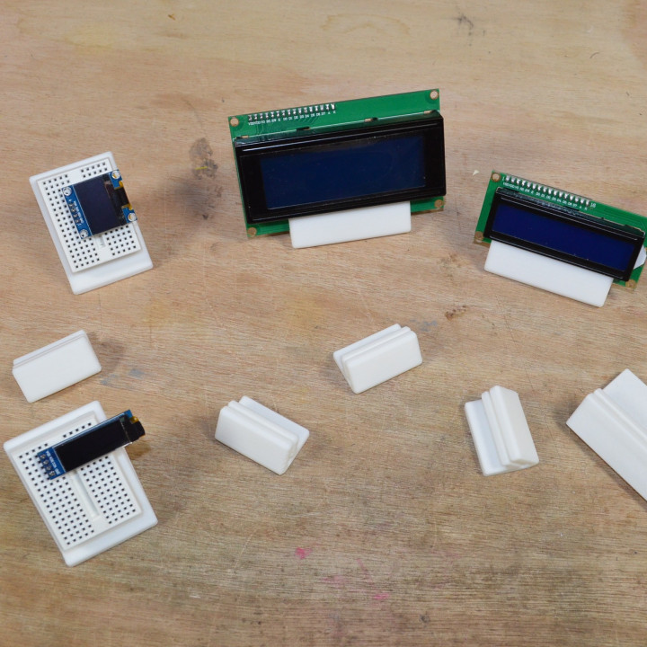 3D Printable Stands for mini breadbords and LCD/OLED displays by Y@@J