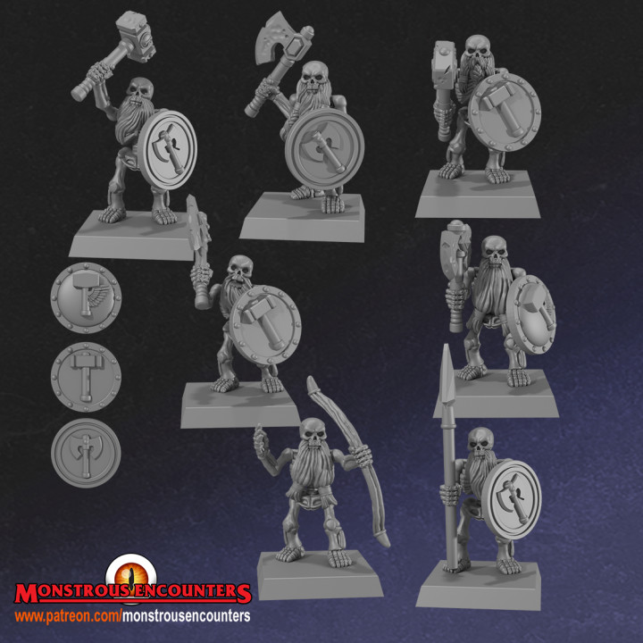 3D Printable Skeleton Horde: Dwarf Expansion by Monstrous Encounters