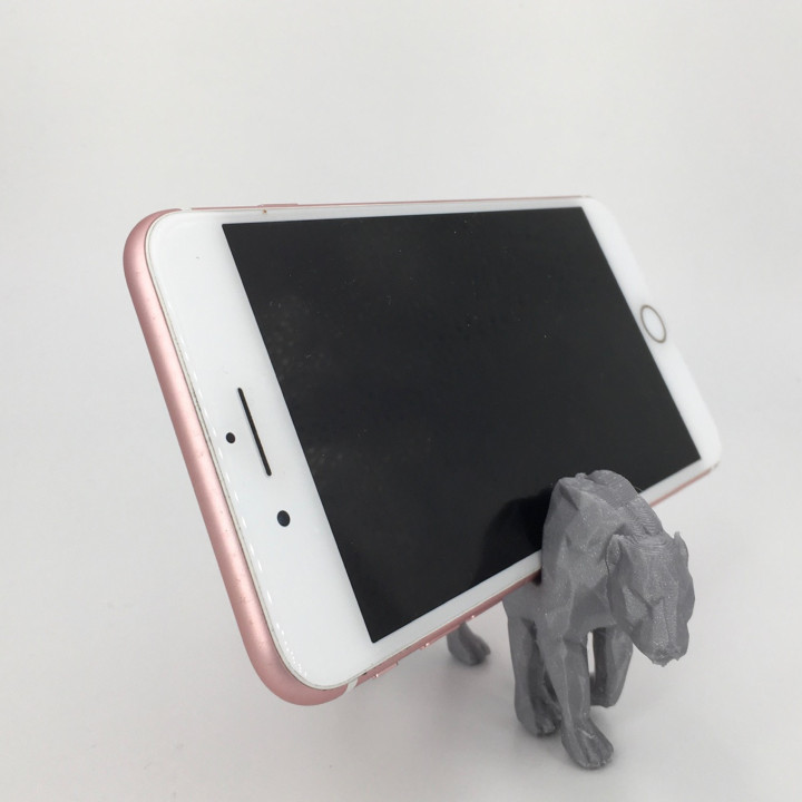 3D Printable Modern Phone Stand- Low Poly Tiger by A G