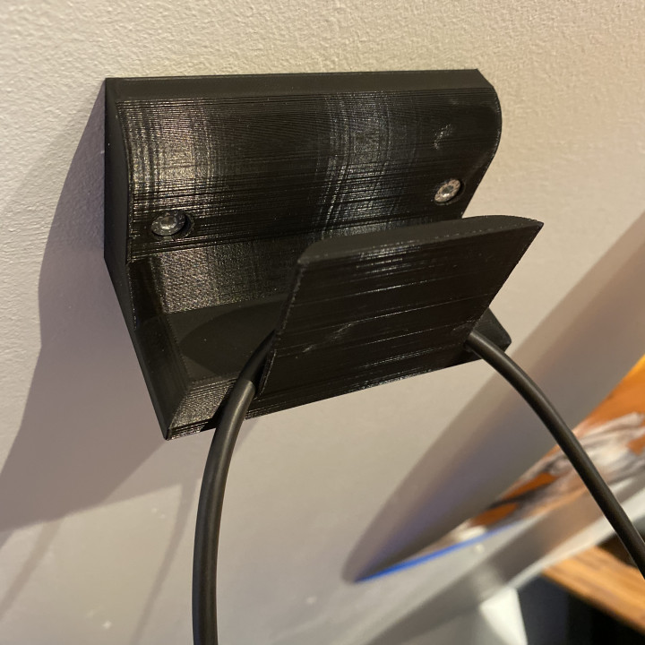 3D Printable VR headset cable Hook on wall by dragonlutin