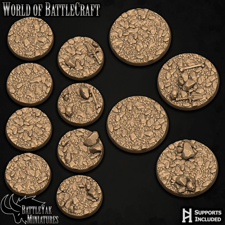 3D Printable Battlefield Base Set by Battle Yak Miniatures