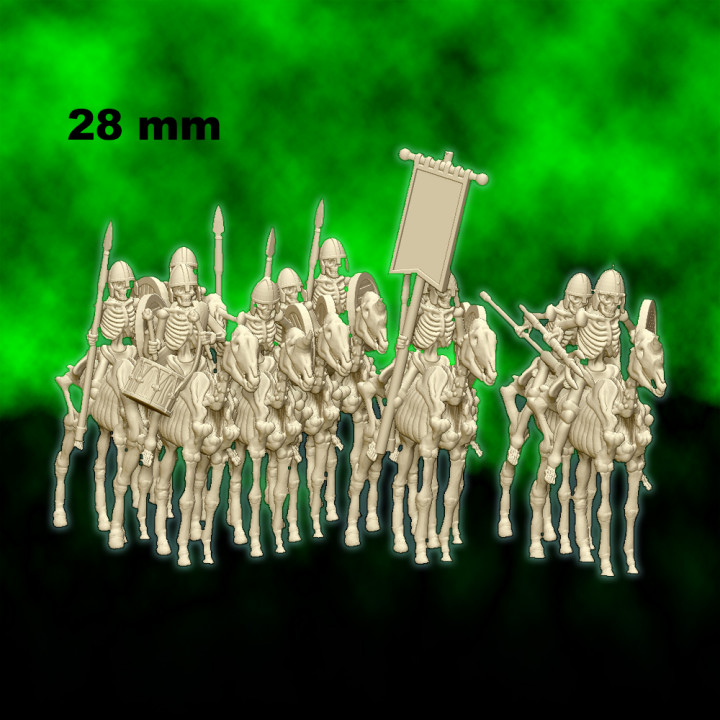 3D Printable Skeleton cavalry - 28mm for wargame by Eskice Miniature - Aron