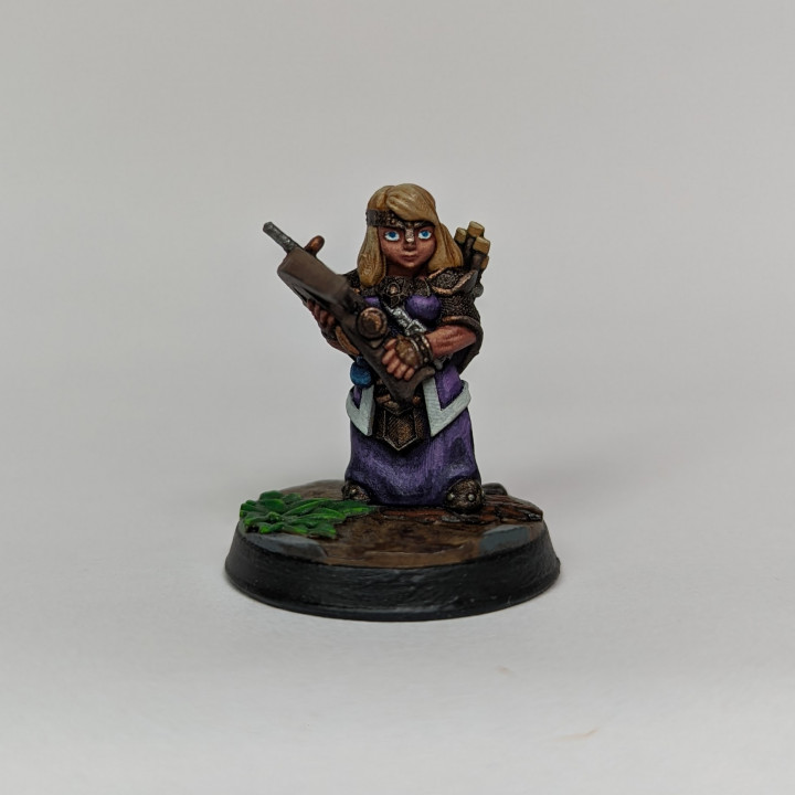 3D Print of Dwarf female warrior with crossbow by roberts5
