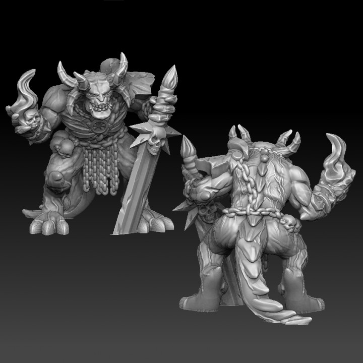 3D Printable Demon with sword and burning skull by Stanislav Kuznetsov