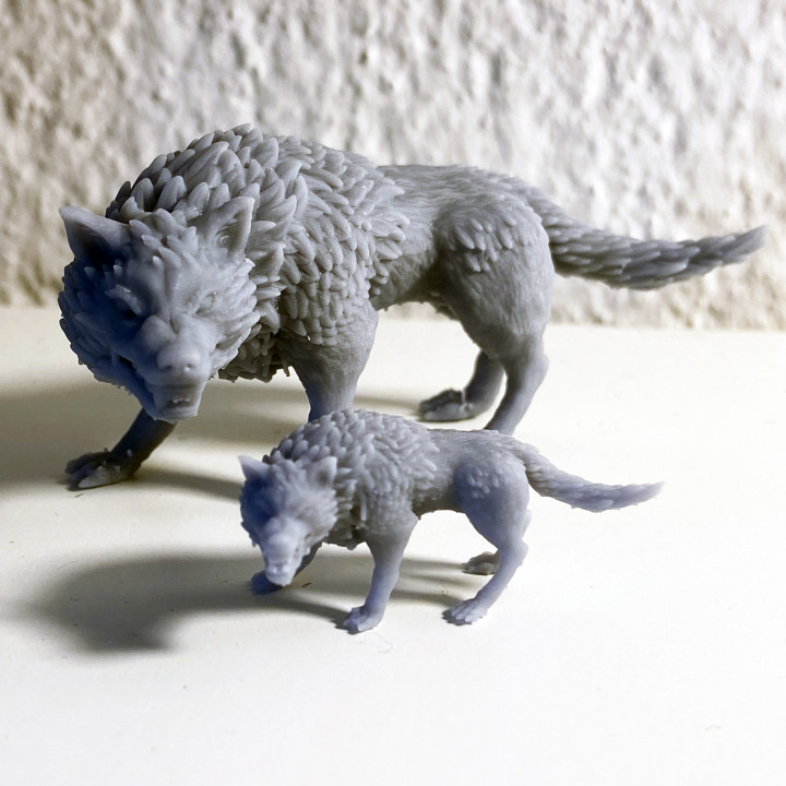 3D Printable Wolf Miniature (Pre-Supported) by Fotis Mint Studios