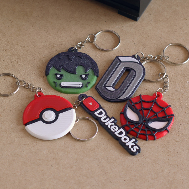 3D Printable Keychain Multicolor Pokeball by Duke Doks