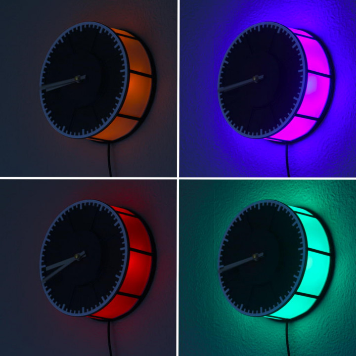 3D Printable Filament Spool Clock With RGB Lighting by Bernhard Schröcker
