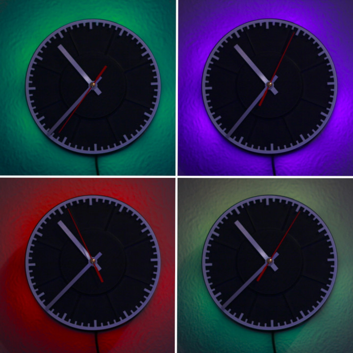 3D Printable Filament Spool Clock With RGB Lighting by Bernhard Schröcker