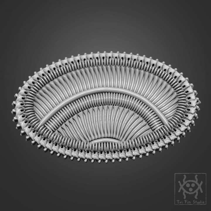3D Printable Xenomorph tabletop miniature base. by Tri Fin Studio