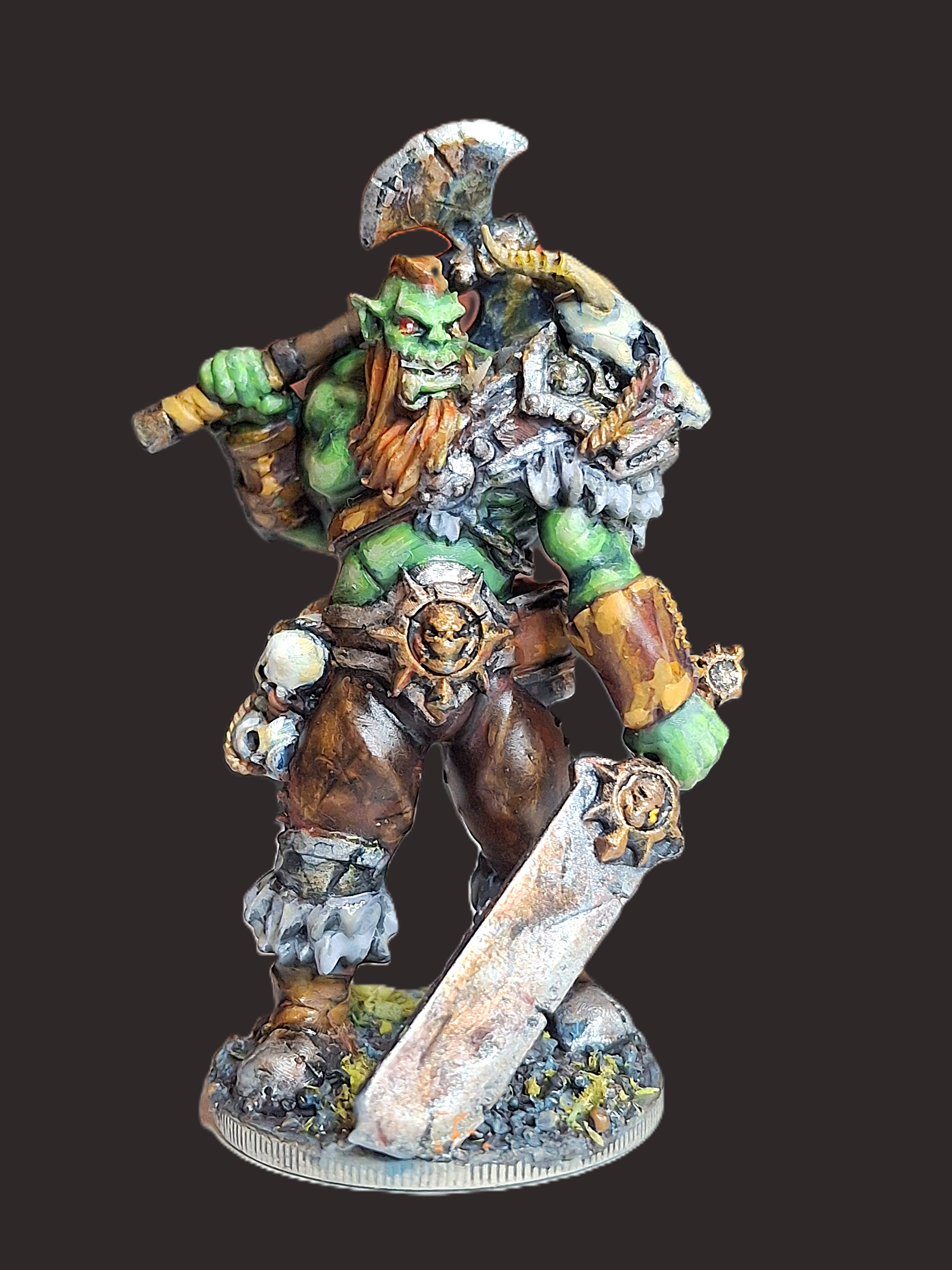 3D Print of FREE - Orc Barbarian - 32mm scale miniature with supports ...