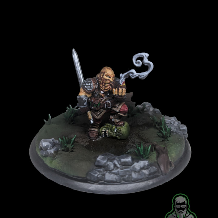 3D Print of Garaldir - Dwarf Witcher - 32mm - DnD - by klintkeown1