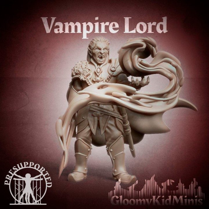 3D Printable Vampire Lord (modular with bases) by GloomyKidMinis