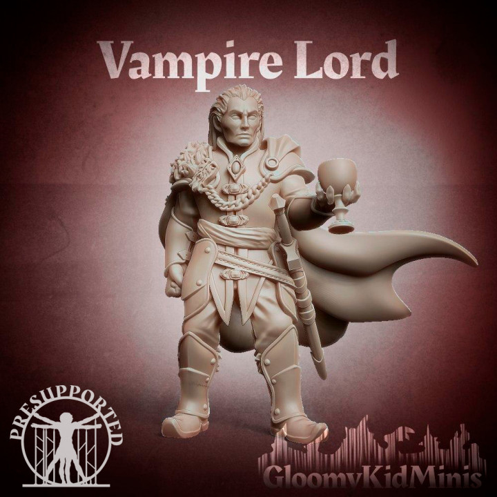 3D Printable Vampire Lord (modular with bases) by GloomyKidMinis