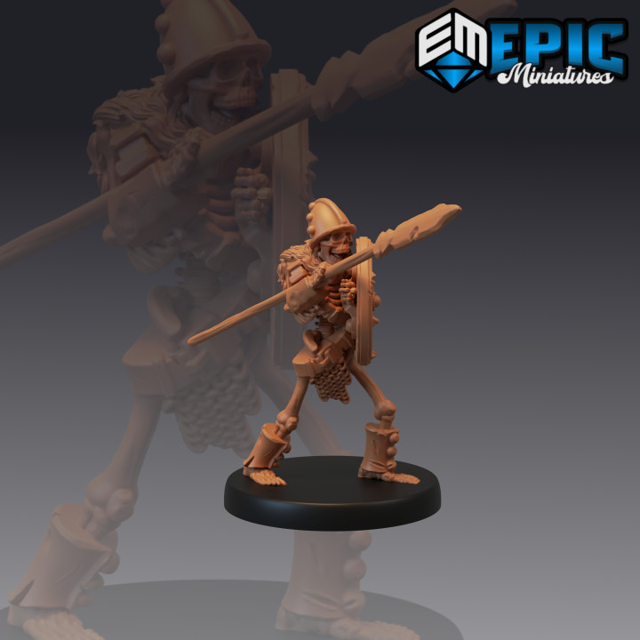 3D Printable Skeleton Army - Warrior / Fighter / Soldier with Spear ...