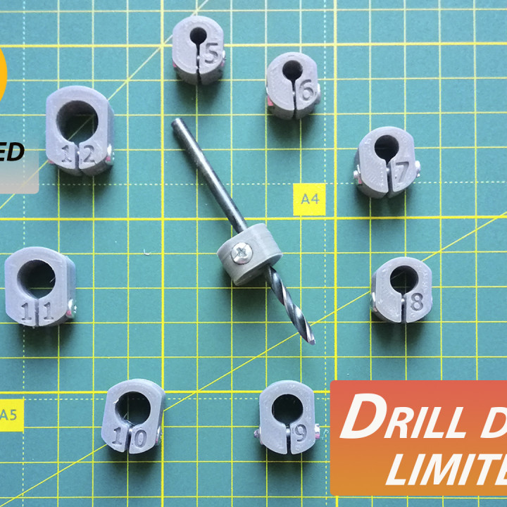 3D Printable Driling depth limiters by Oleksandr
