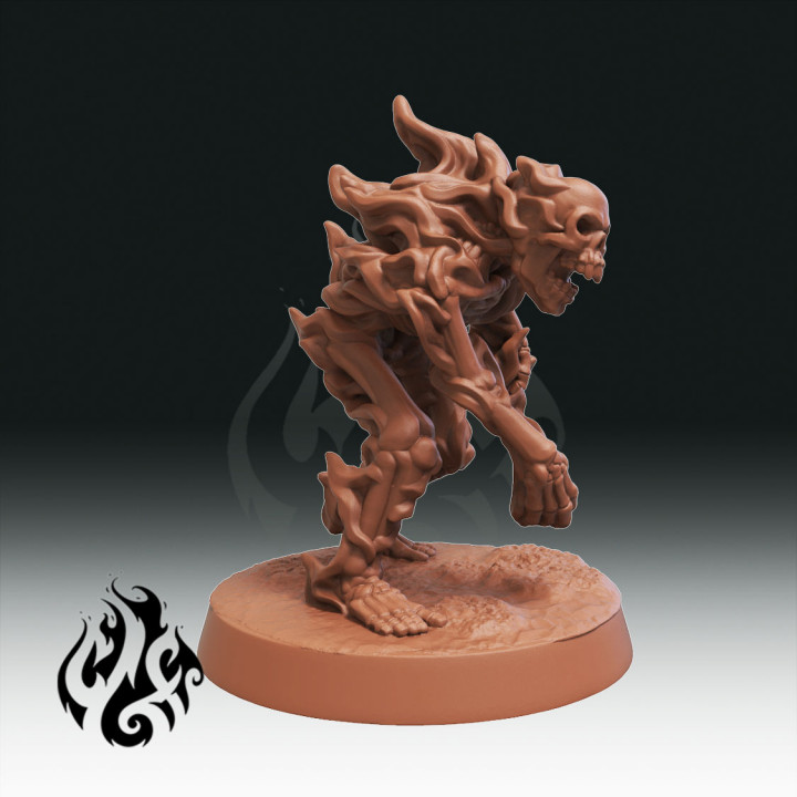 3D Printable Flaming Skeleton by Crippled God Foundry