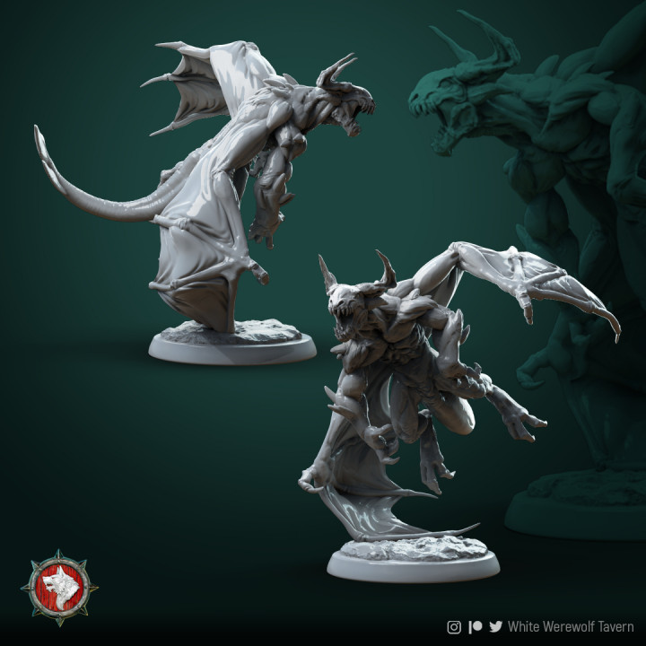 3D Printable Devils set 3 miniatures 32mm pre-supported by White ...