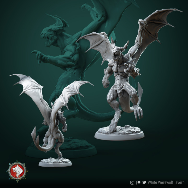 3D Printable Devils set 3 miniatures 32mm pre-supported by White ...