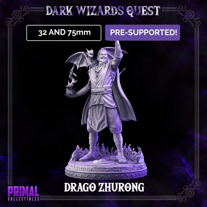 3D Printable Fire Mage - Drago Zhurong - DARK WIZARDS - MASTERS OF ...